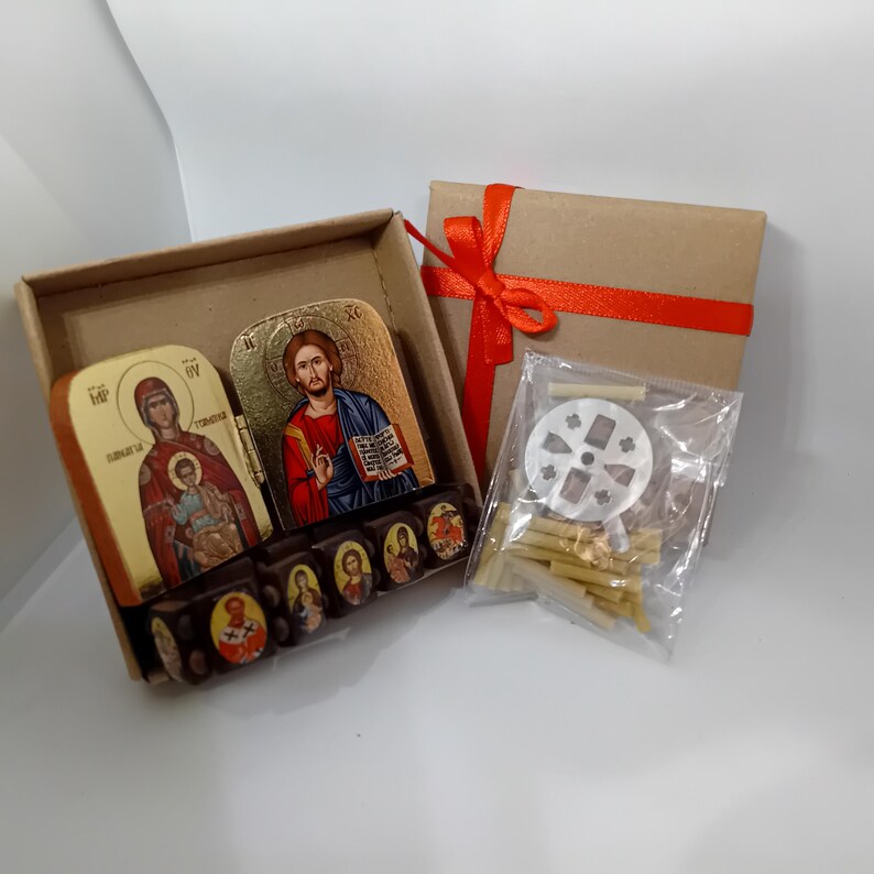Orthodox Gift Set: Jesus & Virgin Mary Icon, Bracelet, Wicks - Etsy