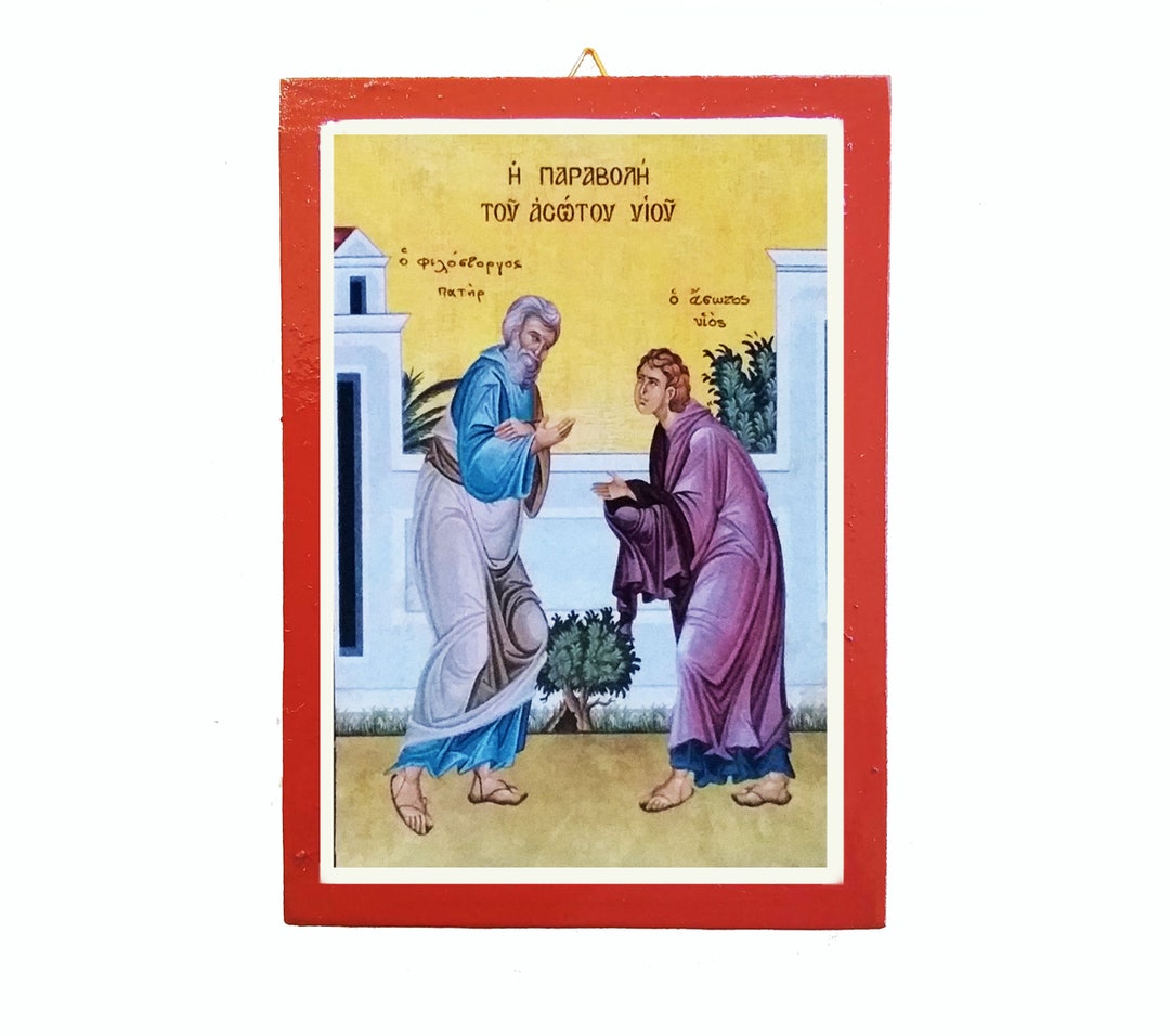 Buy The Parable of the Prodigal Son Small Orthodox Icon, Triodion Greek ...