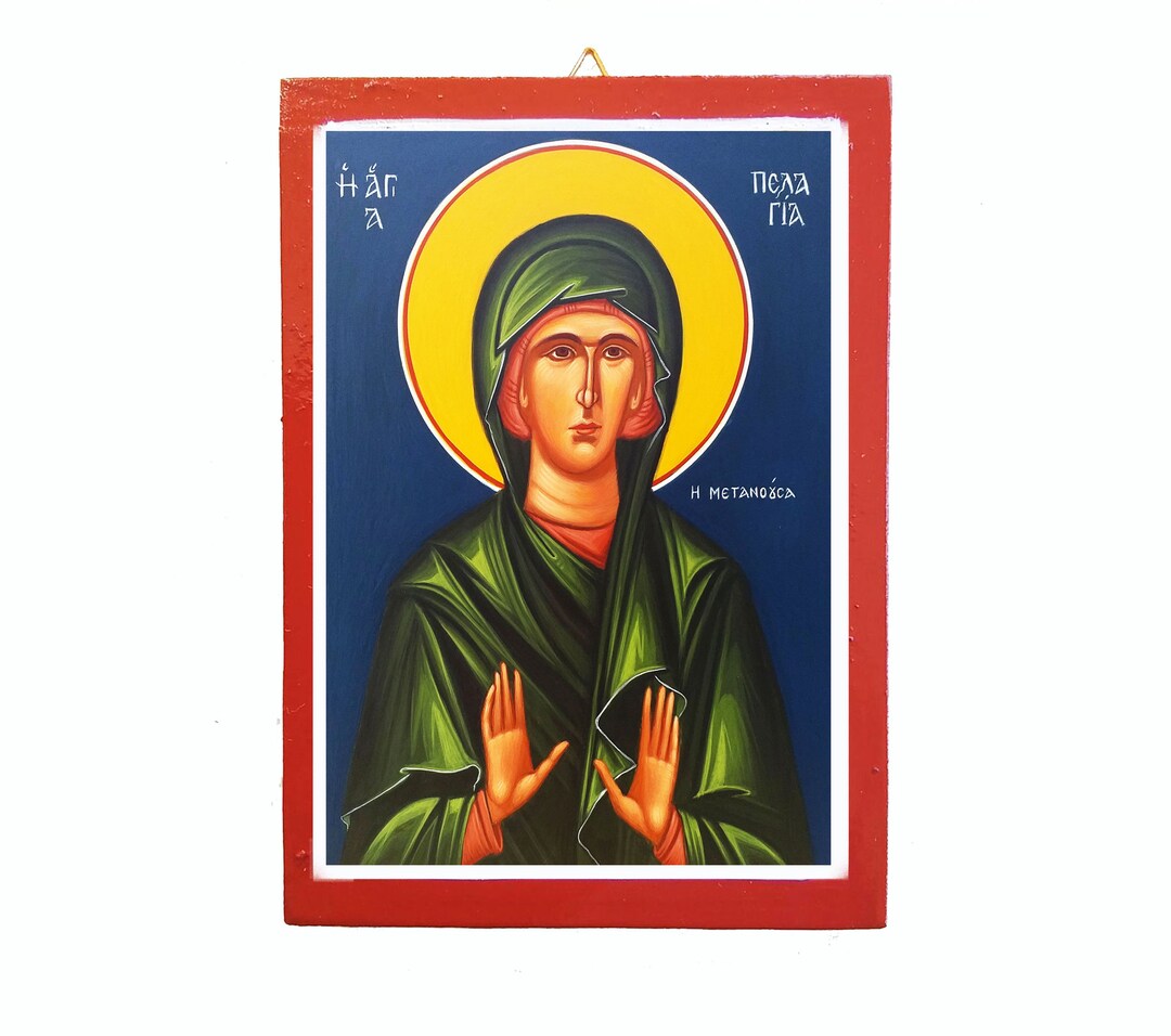 Saint Pelagia the Penitent, Handmade Orthodox Byzantine Icon on Wood ...