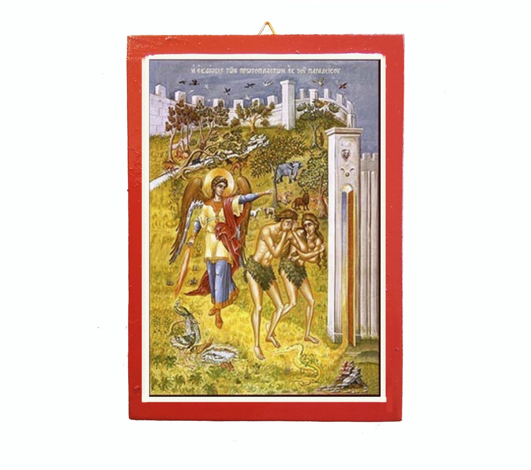 Adam and Eve Icon: Expulsion From Paradise, Travel Size Orthodox Art - Etsy
