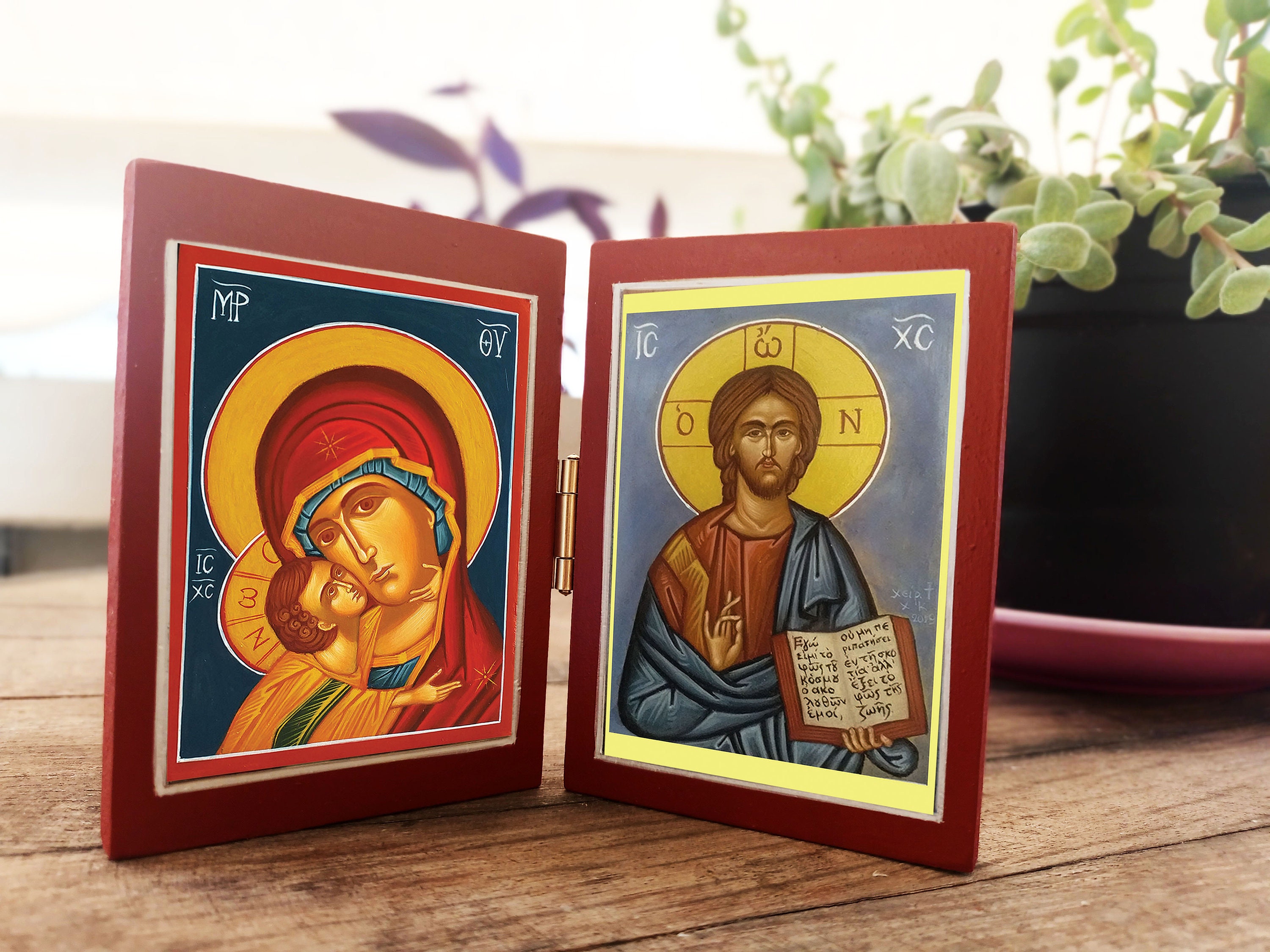 Orthodox Small Diptych Icon for Travellers or Mini Prayer Corner ...