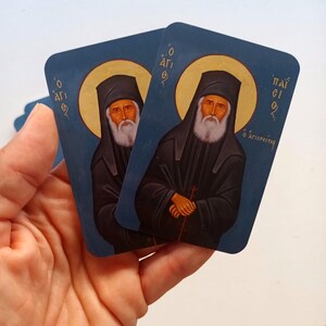 Orthodox Greek Laminated Icon Prayer Icon Cards, Set of 2 Elder Saint ...