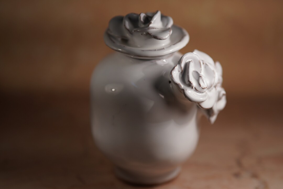 White Camellia Sugar Bowl Blossomed in the Snow of Etna - Sugar Jar ...