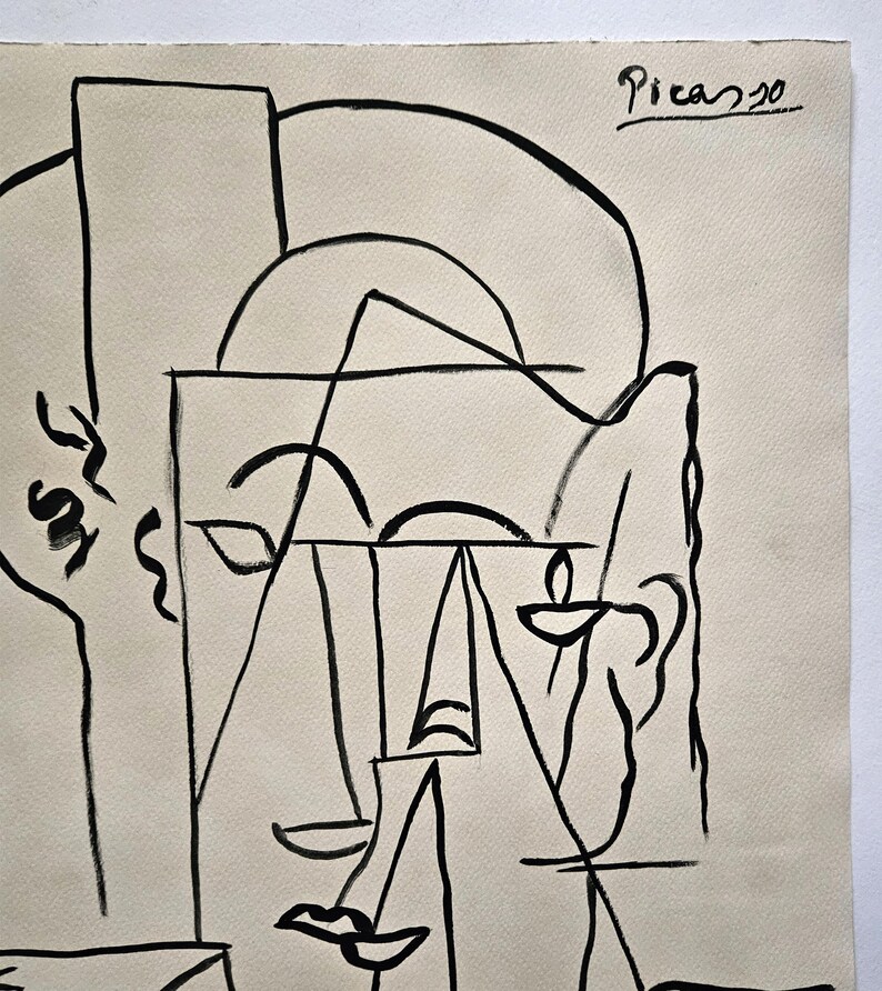 Pablo Picasso Signed Drawing Cubist Figurative Art - Etsy