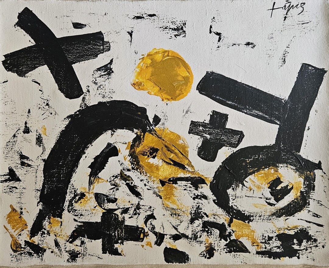Antoni Tàpies Signed Style Vintage Painting Abstract Expressionist ...