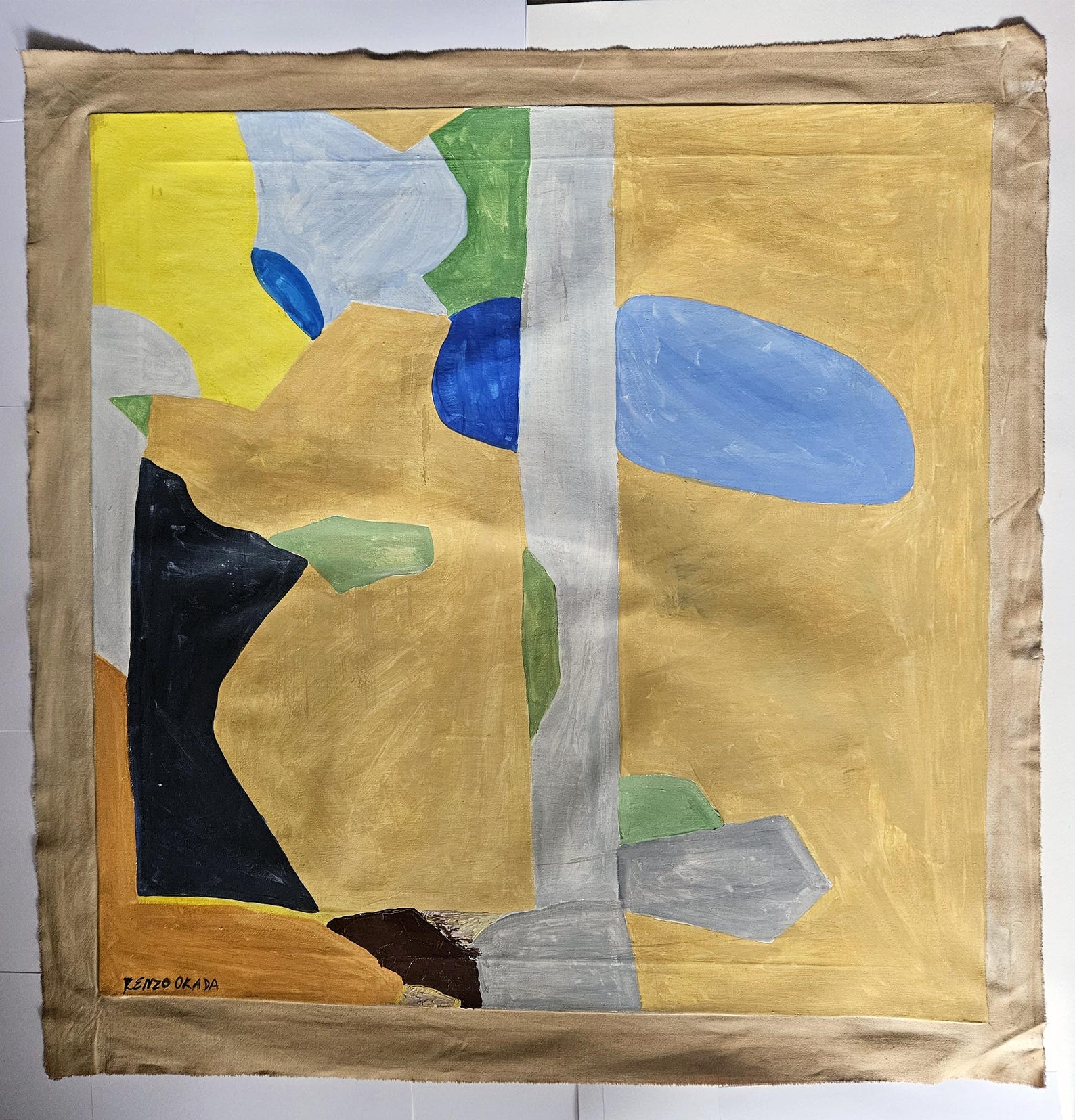 Kenzo Okada Signed Vintage Oil Painting Japanese-american Abstract ...