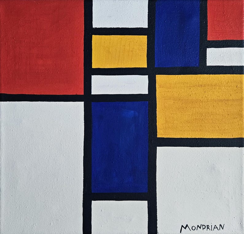 Piet Mondrian Signed Vintage Oil Painting Abstract Dutch Art - Etsy