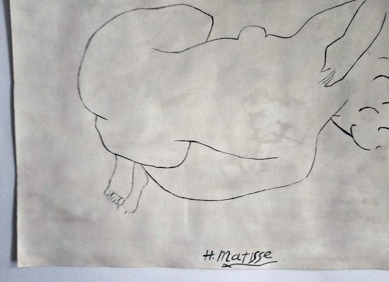 Henri Matisse Signed Vintage Drawing Modernist Line Art - Etsy