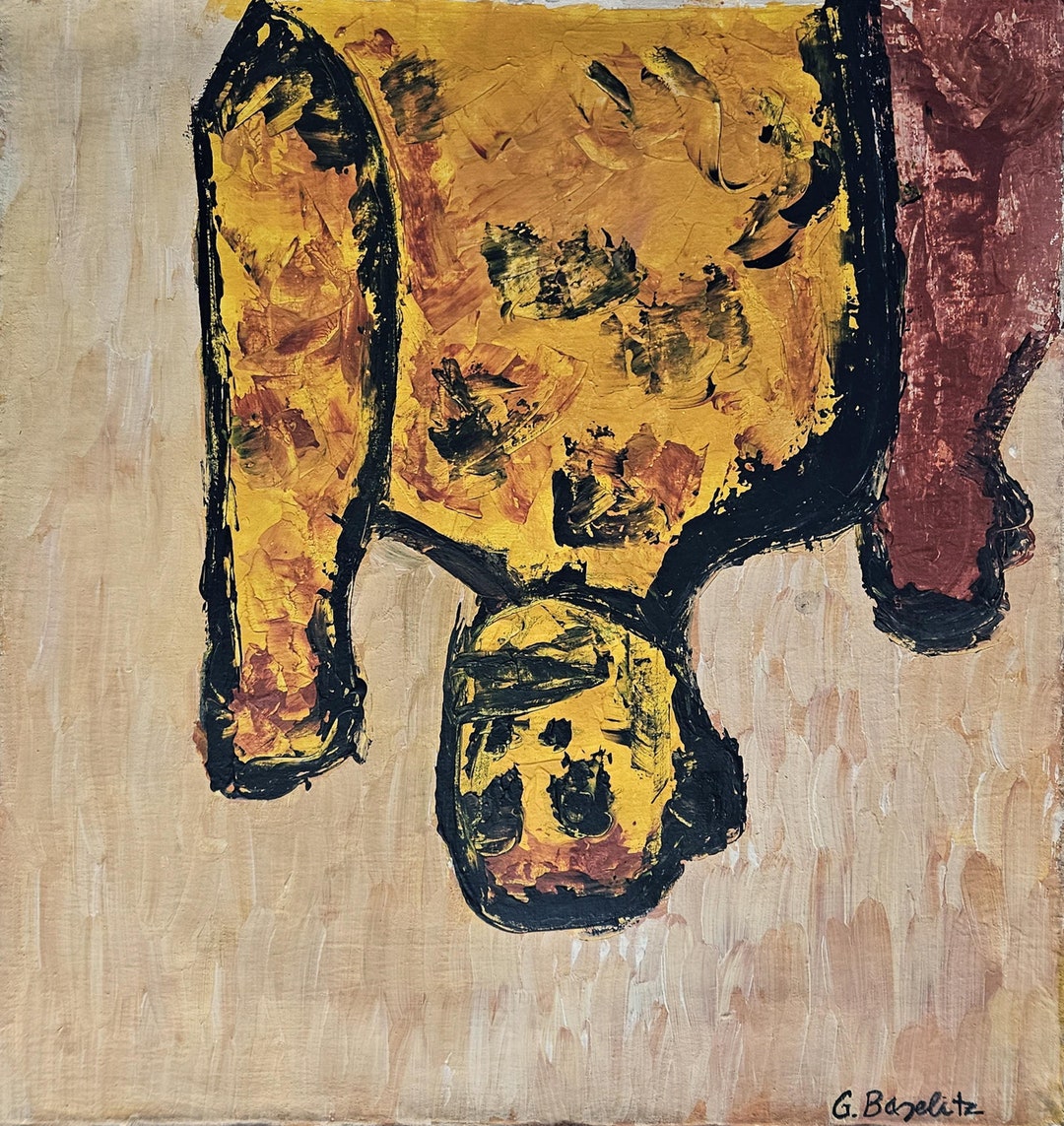 George Baselitz Style Signed Vintage Painting Abstract Expressionism ...