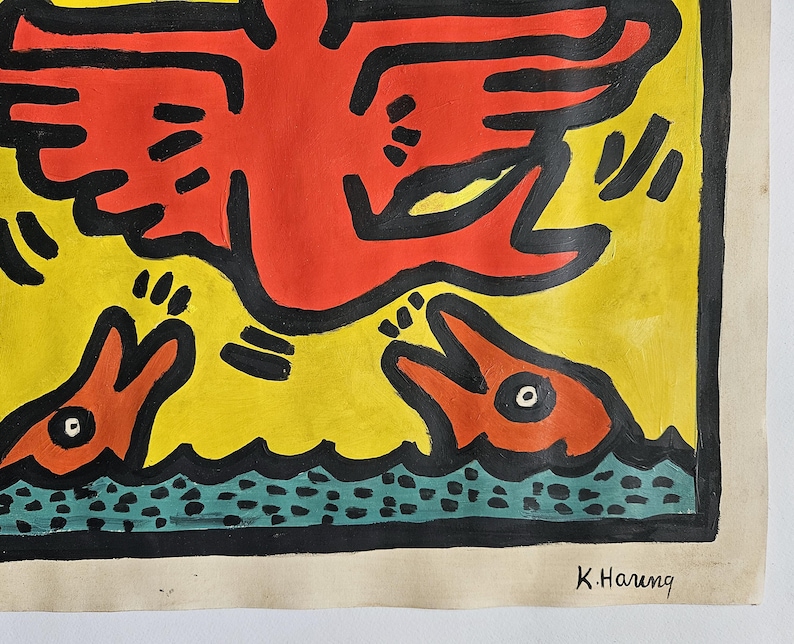 Keith Haring Signed Style Vintage Drawing American Pop Art ...