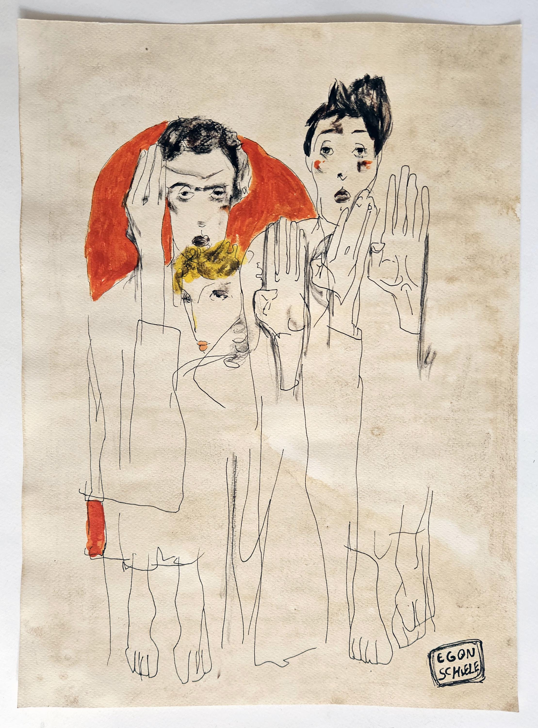 Egon Schiele Signed Drawing Austrian Expressionist Figurative Art - Etsy