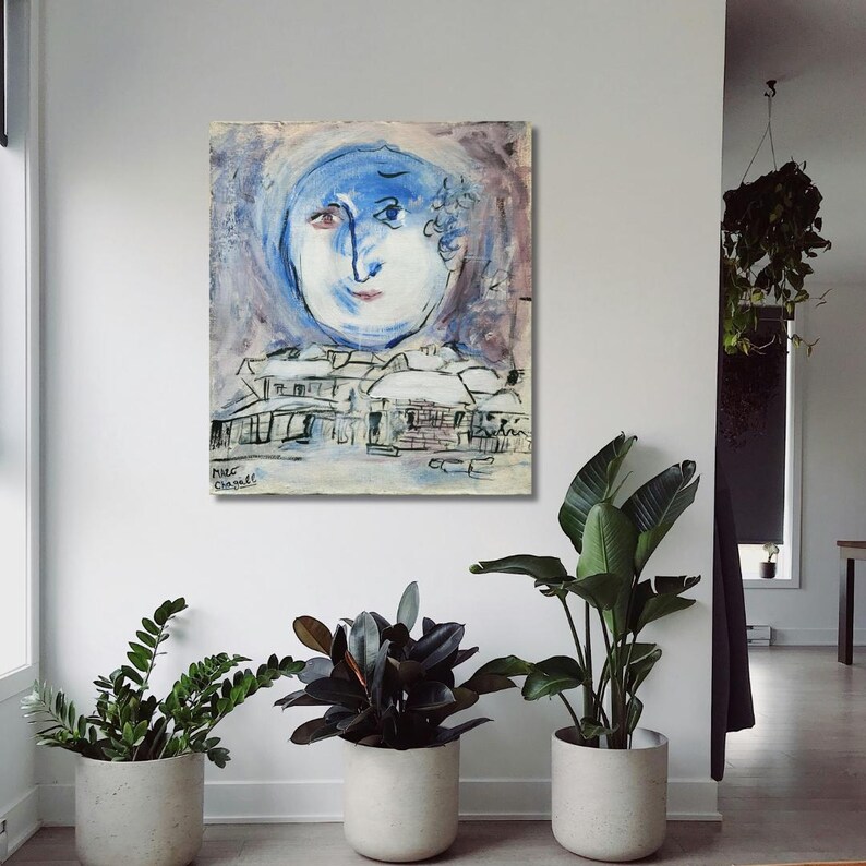 Marc Chagall Signed Vintage Oil Painting Figurative Expressionism Art ...