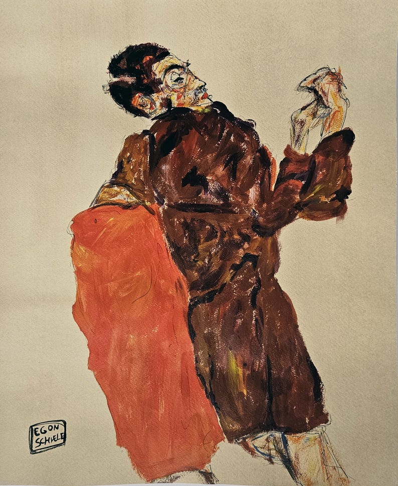 Egon Schiele Signed Drawing Austrian Expressionist Figurative Art - Etsy