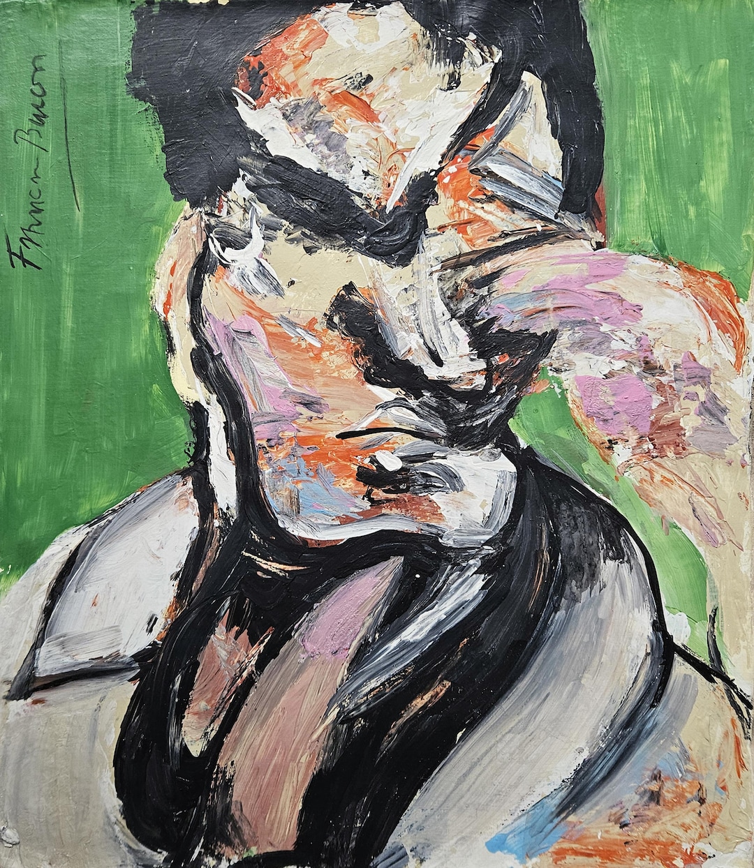 Francis Bacon Style Style Signed Oil Painting Abstract Expressionism ...