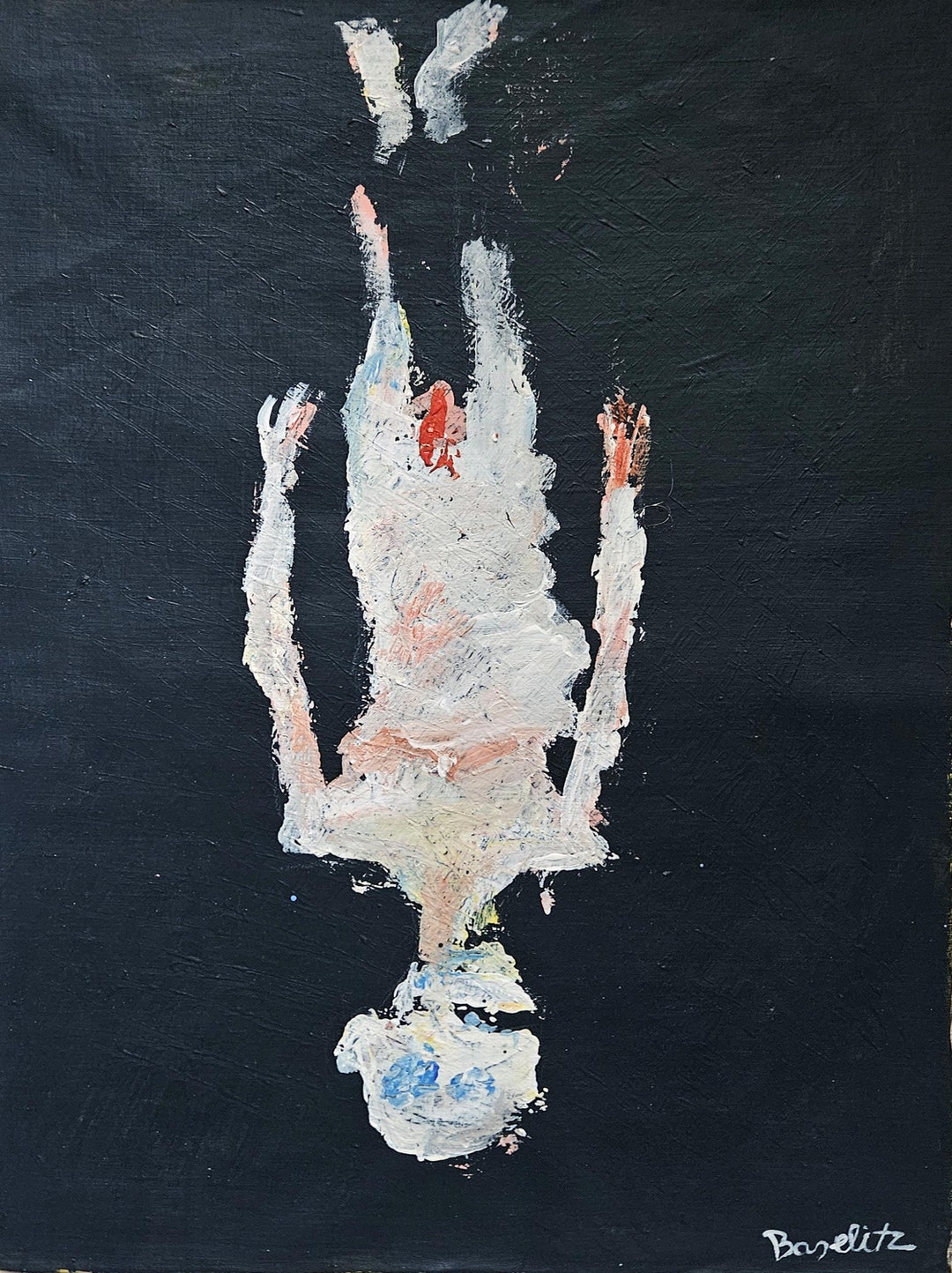 George Baselitz Style Signed Vintage Painting Abstract Expressionism ...