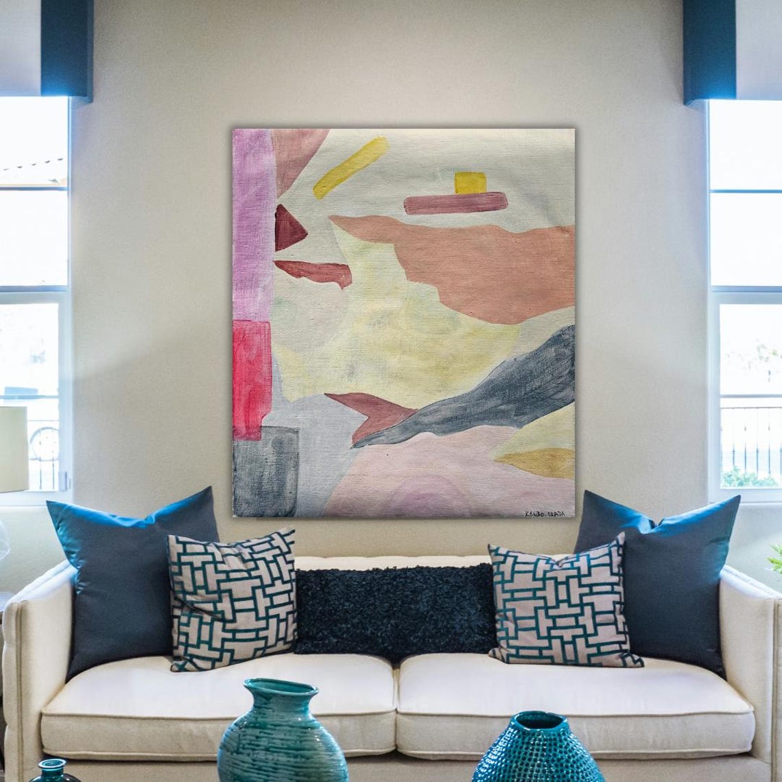 Kenzo Okada Signed Style Vintage Oil Painting Japanese-american ...