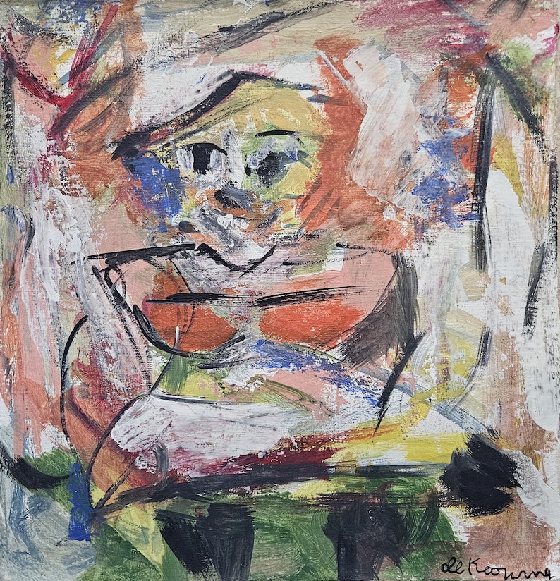 De Kooning Signed Vintage Painting Mixed Media Abstract Dutch-american ...
