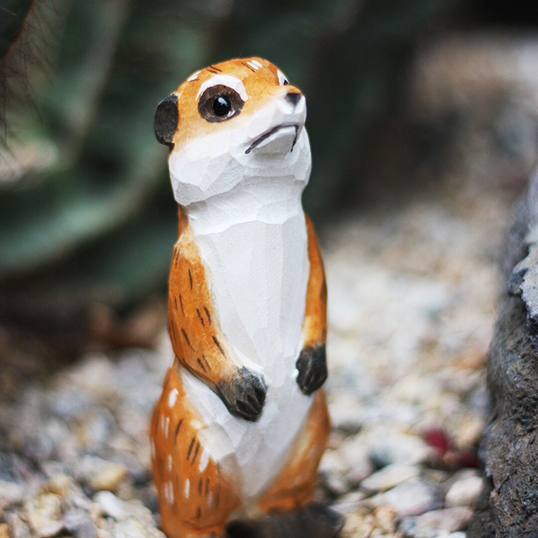 Wood Carving,hand Carved,bookshelf Decor,home Decor,meerkat Ornaments ...