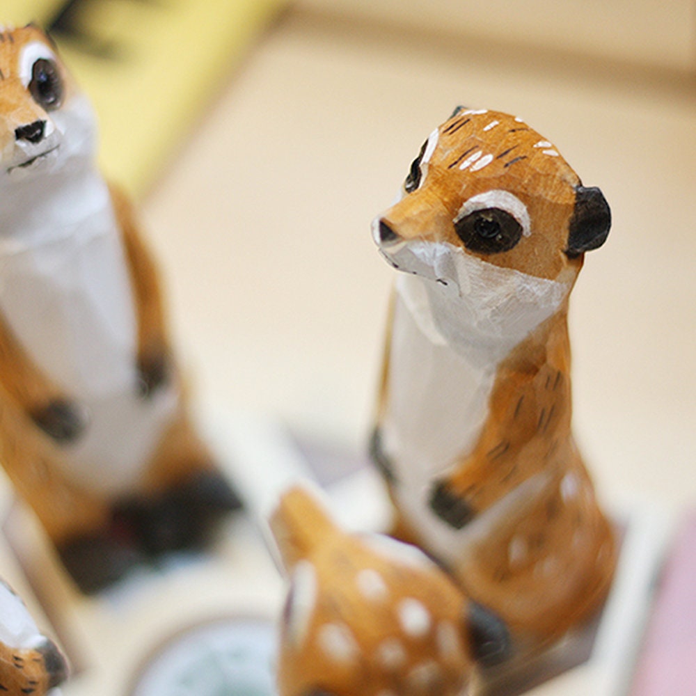 Wood Carving,hand Carved,bookshelf Decor,home Decor,meerkat Ornaments ...