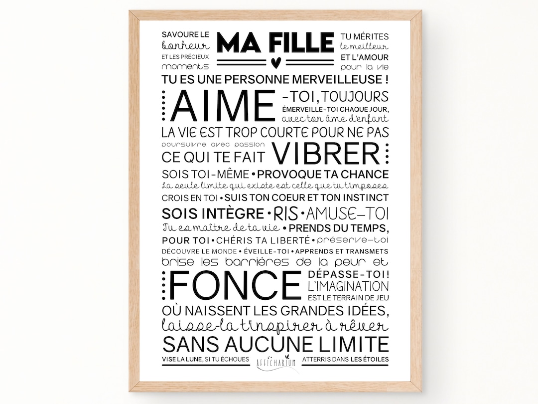 Affiche MA FILLE inspirante et motivante | cadeau d'anniversaire "ma ...