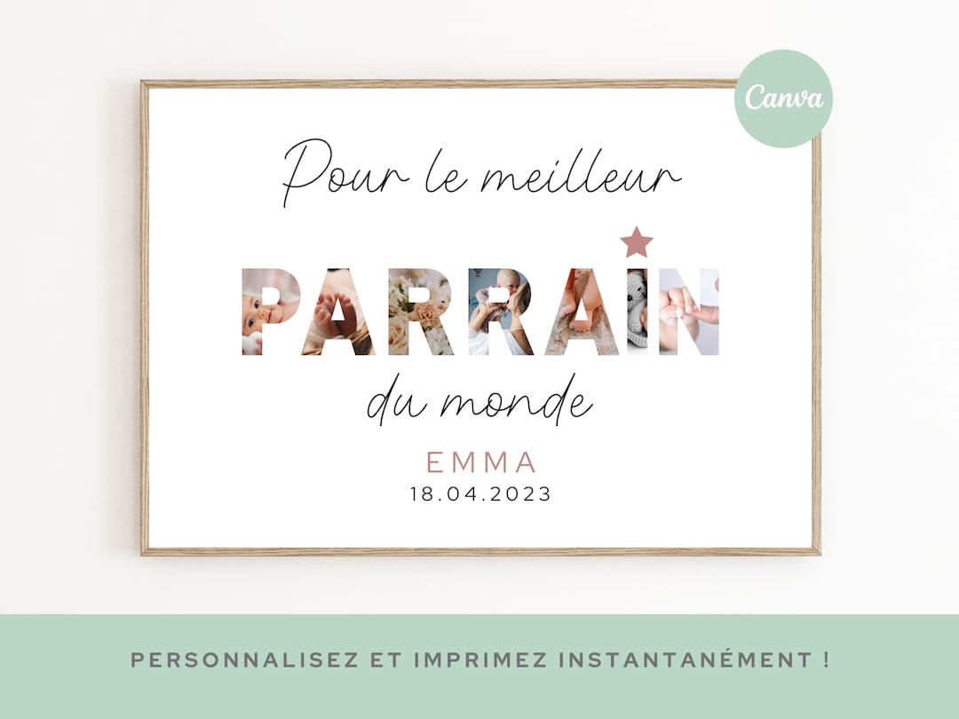 Affiche Pour PARRAIN Avec Photos Et Textes Personnalisables Cadeau ...
