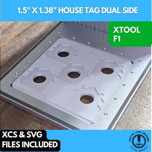 1.5" X 1.38" House Tag Dual Side Engraving Jig Xtool F1 Laser Engraver ...
