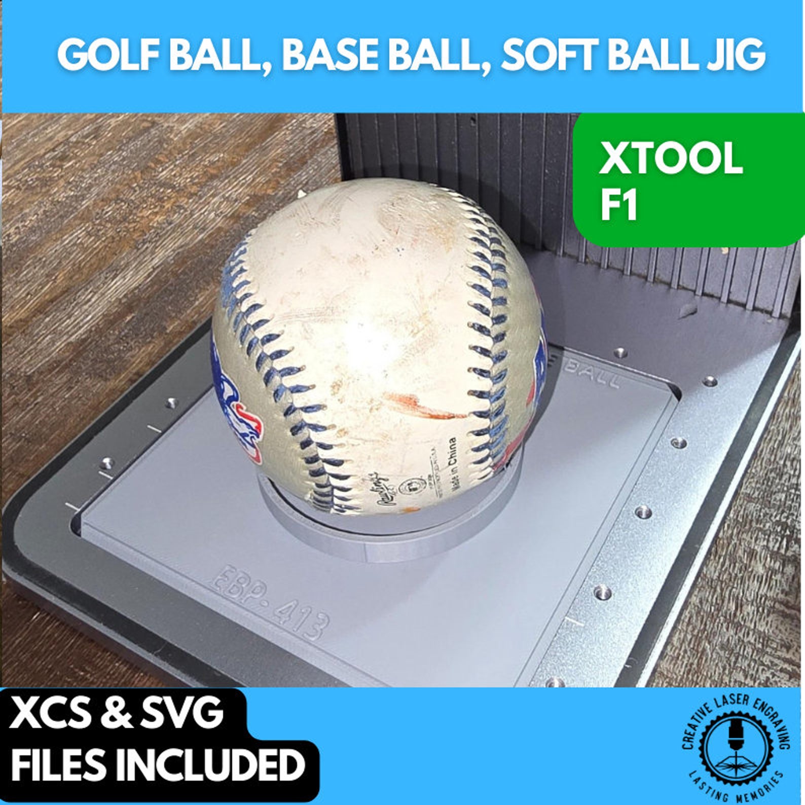 Golf Ball, Base Ball, Soft Ball Jig Xtool F1 Laser Engraver, 3D Printed ...