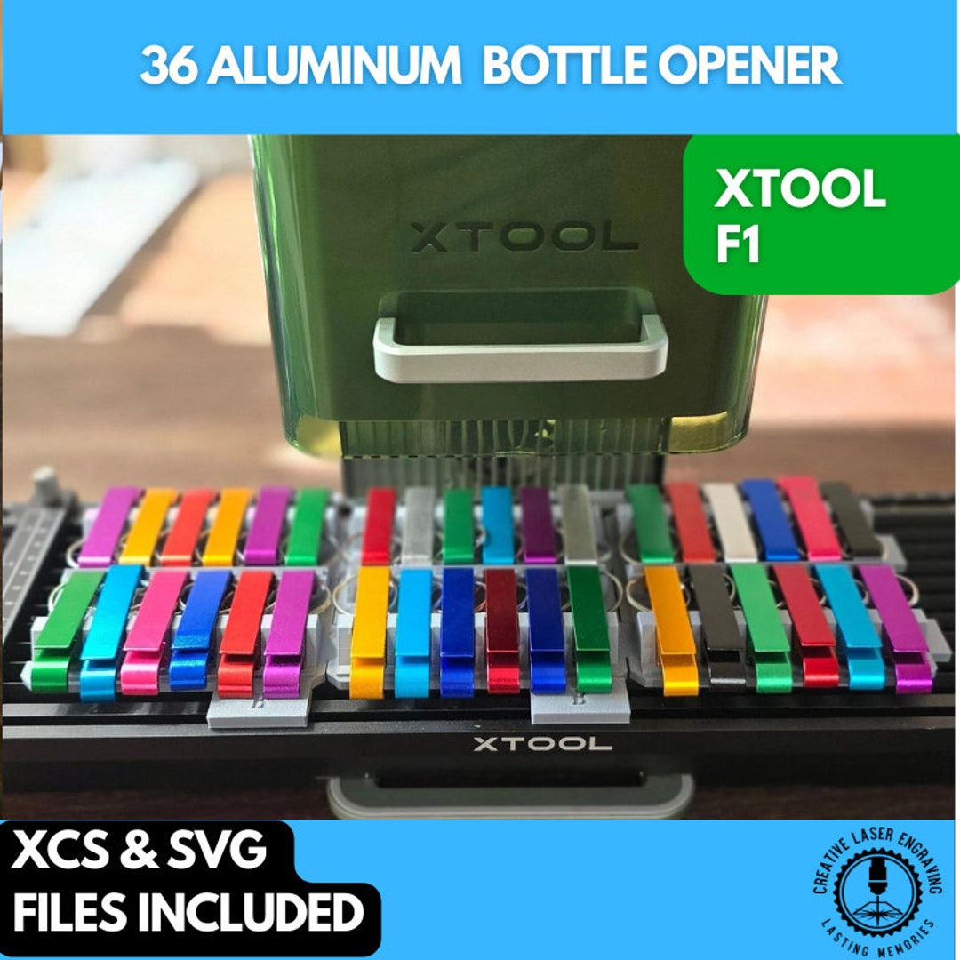 Engrave 36 Aluminum Bottle Opener in One Batch Xtool F1 Slider, Xtool F1, Xtool Fiber Laser Jig ...