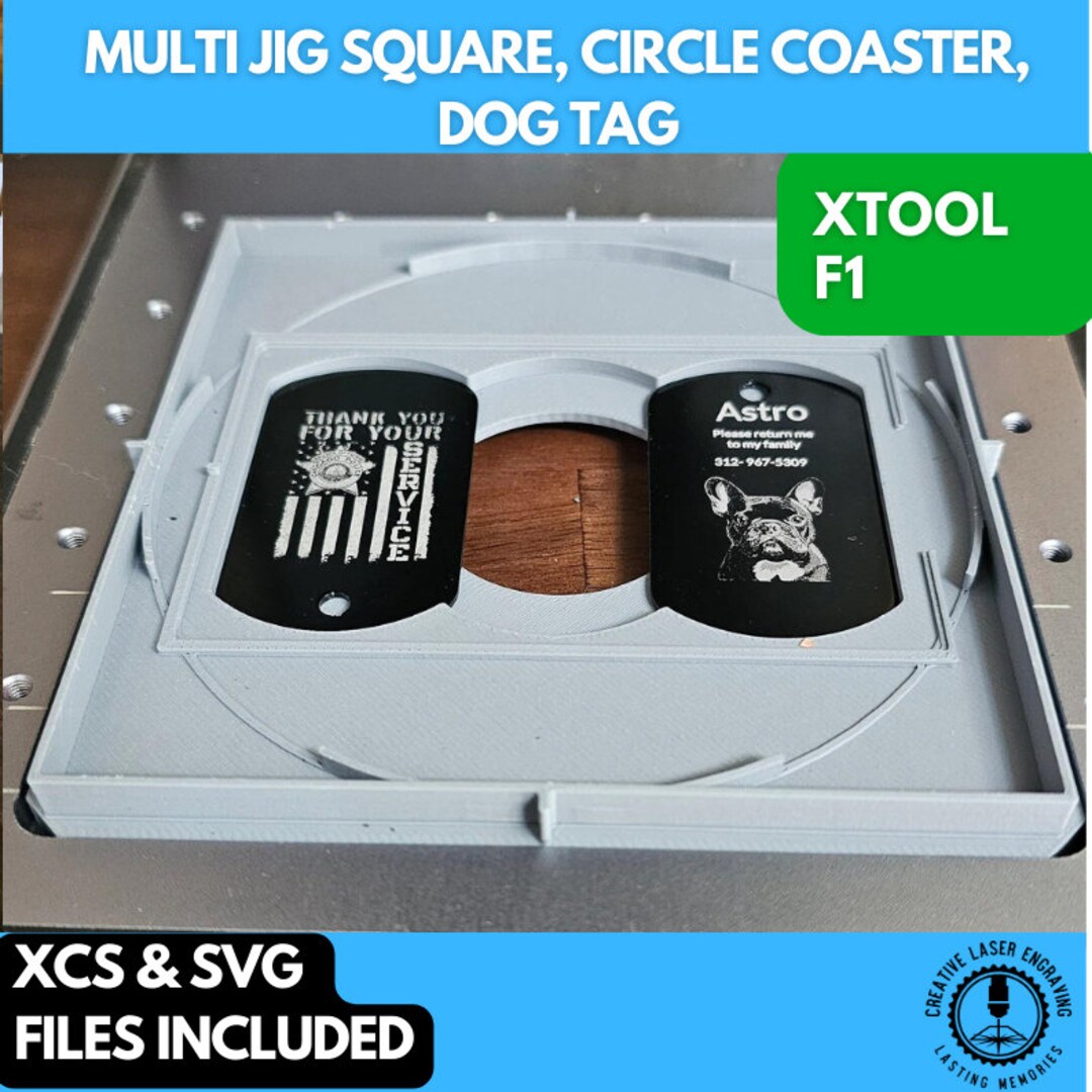 Multi Jig Square, Circle Coaster, Dog Tag and Card F1 Laser Engraver ...