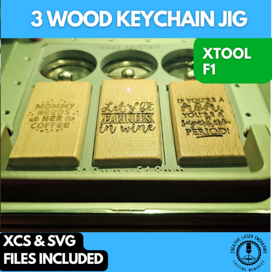 Xtool F1 Laser Engraver 3 Wood Key Chain Jig, 3D Printed Jig, Xtool ...