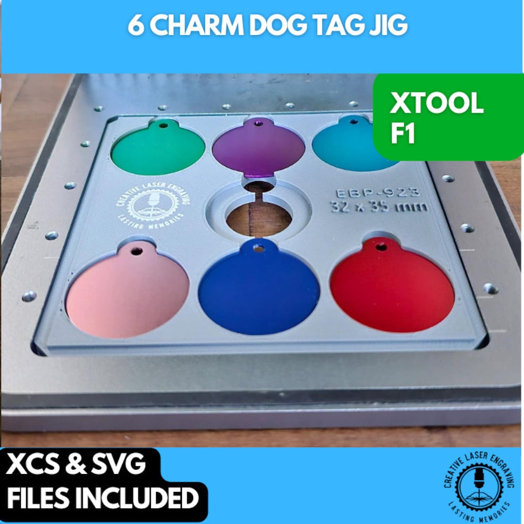 6 Charm Dog Tag Jig Xtool F1 Laser Engraver - Etsy