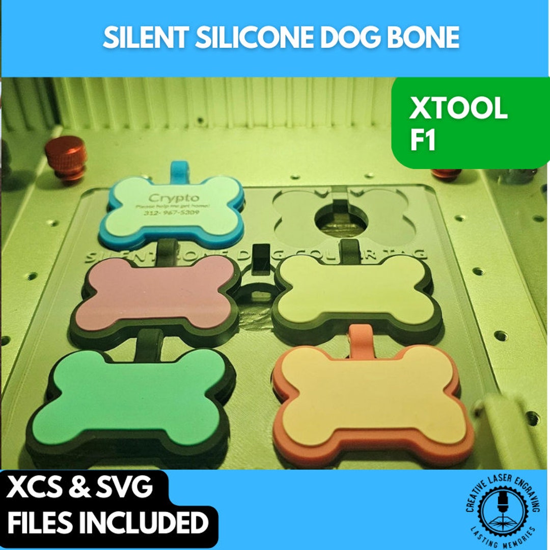 Silent Silicone Dog Bone Shape Dog Tag Jig Xtool F1 Laser Engraver, 3D ...