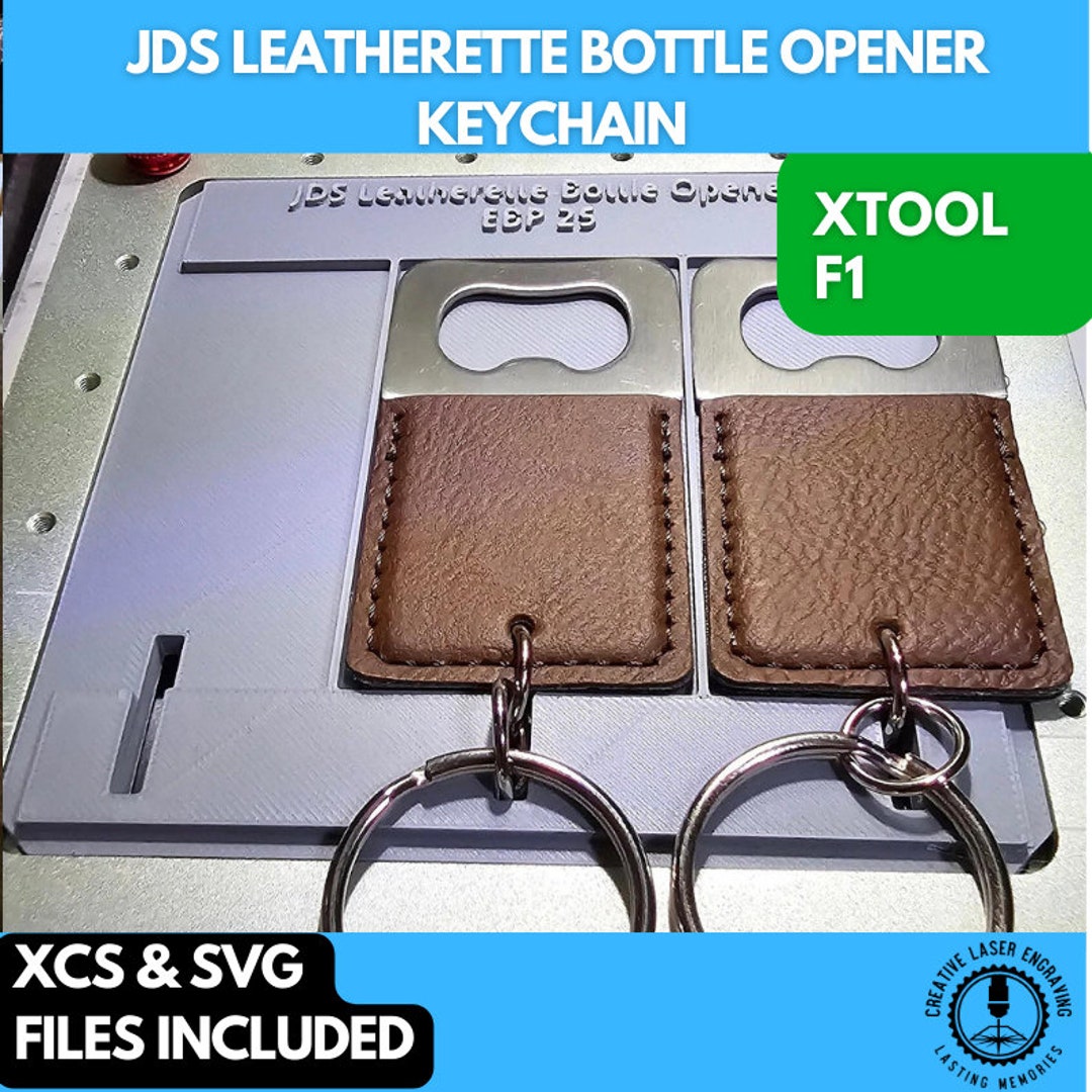 JDS Leatherette Bottle Opener Keychain 2 3/4" X 1 1/2" Jig Xtool F1 ...
