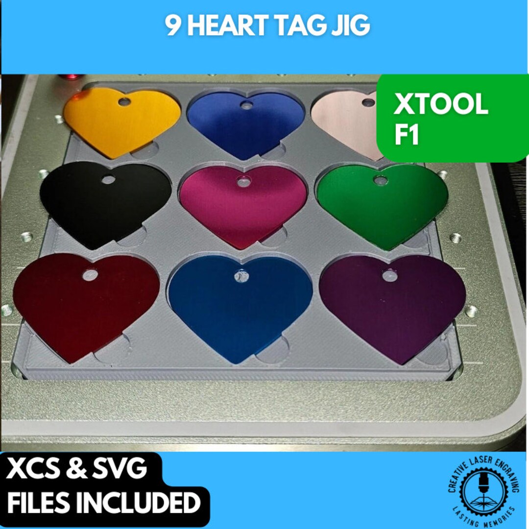 9 Heart Tag Jig Xtool F1 Laser Engraver - Etsy