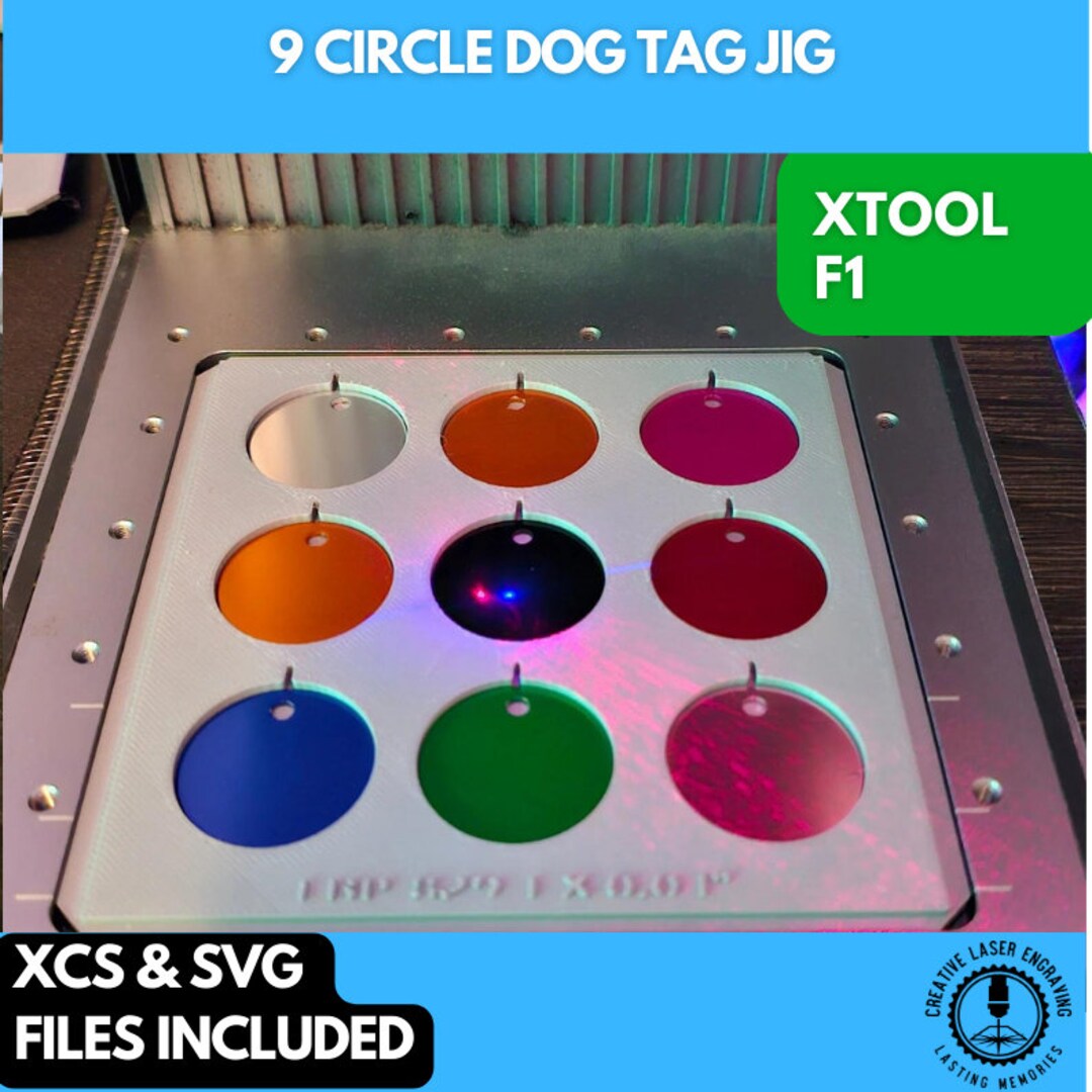 9 Circle Dog Tag Jig Xtool F1 Laser Engraver - Etsy