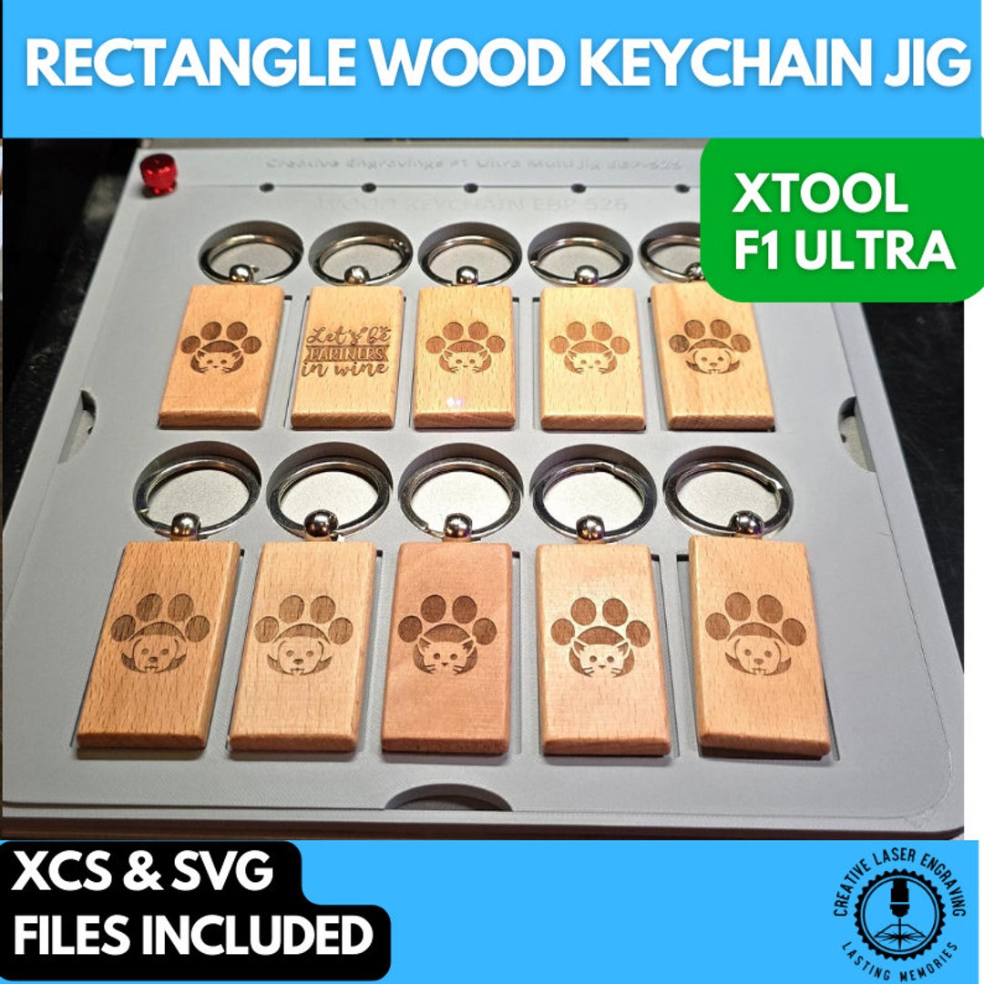 10 Wood Rectangle Key Chains Jig Xtool F1 Ultra, 3D Printed Jig, Xtool ...