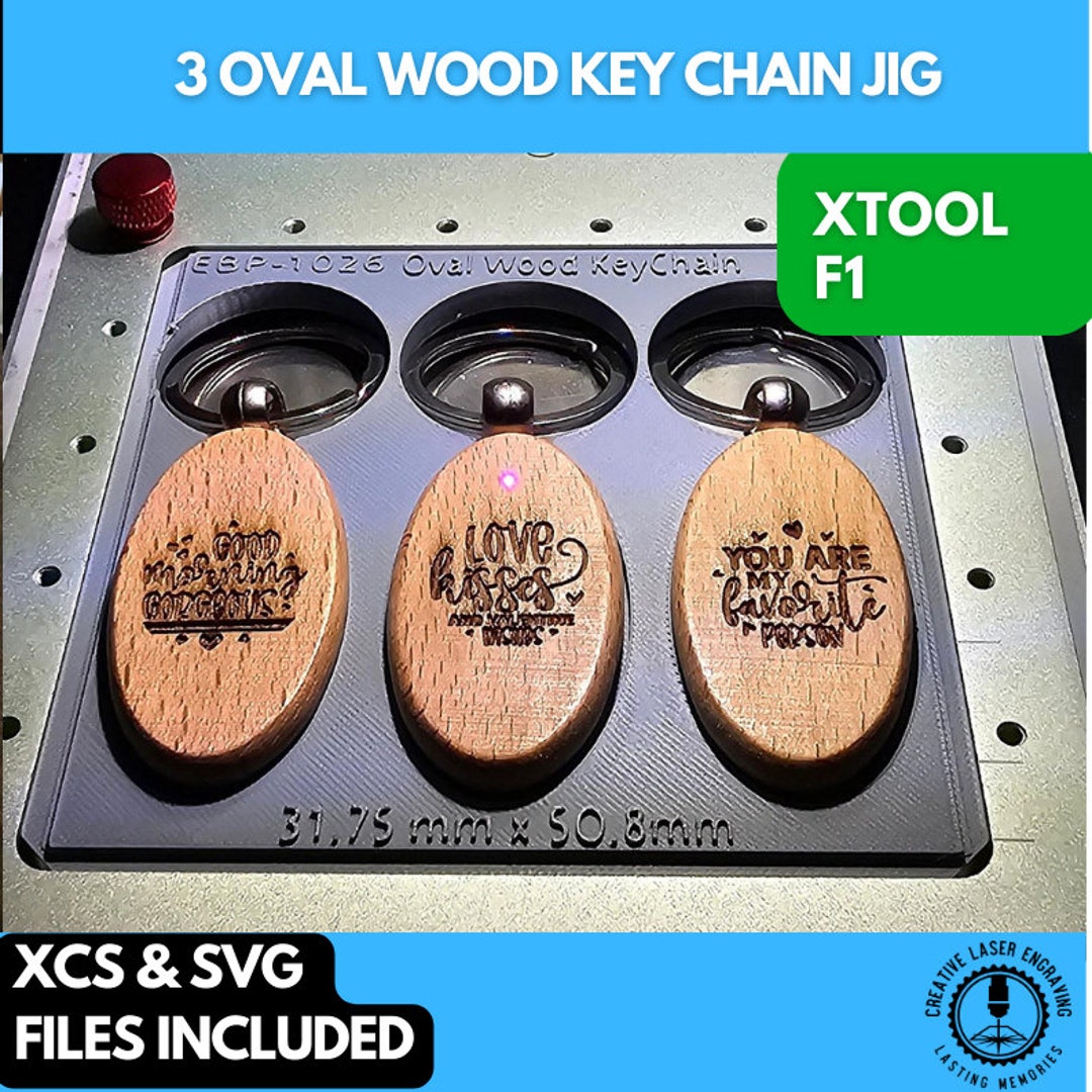 3 Oval Wood Key Chain Jig Xtool F1 Laser Engraver - Etsy