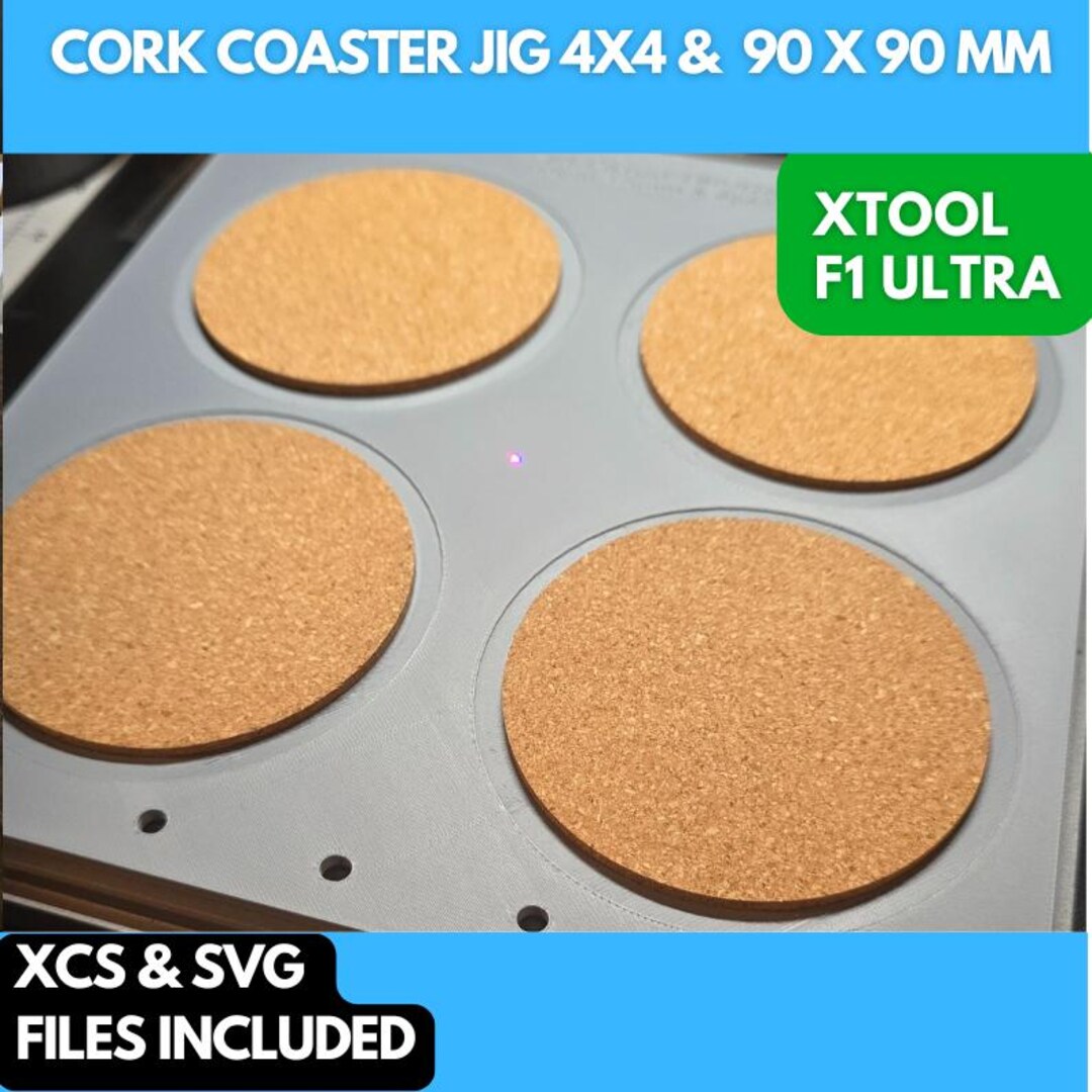 Cork Coaster 4 Inch and 90 Mm Drink Coaster Jig, 3D Printed Jig, Xtool ...