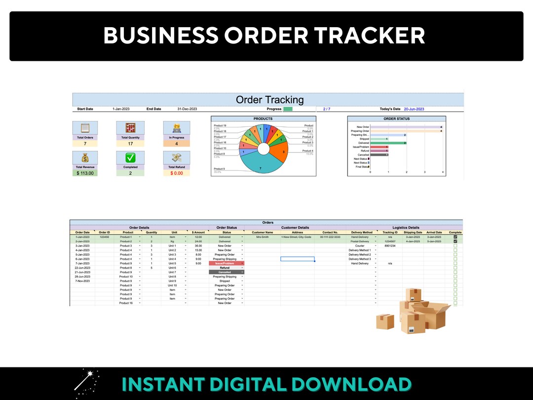 Business Order Tracker Spreadsheet, Order Management Tool, Google ...
