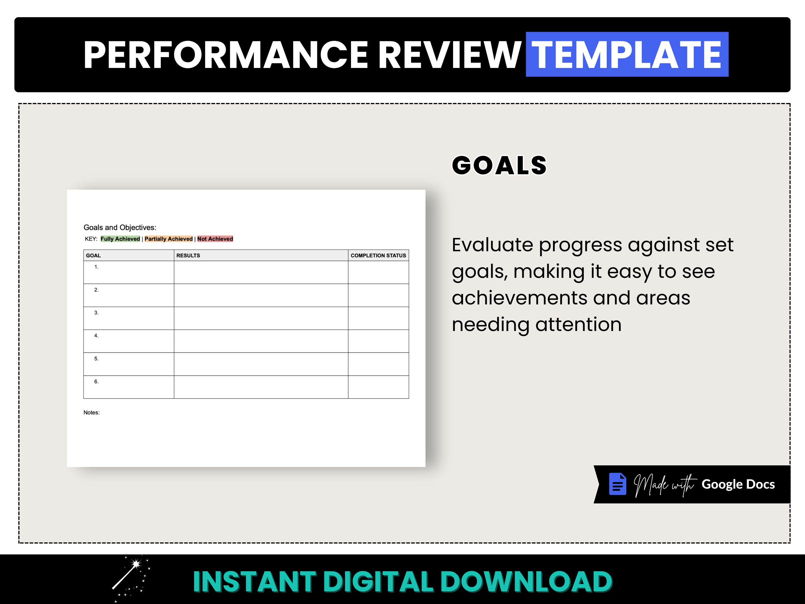 Employee Performance Review Template: Editable HR Form (google Docs) - Etsy