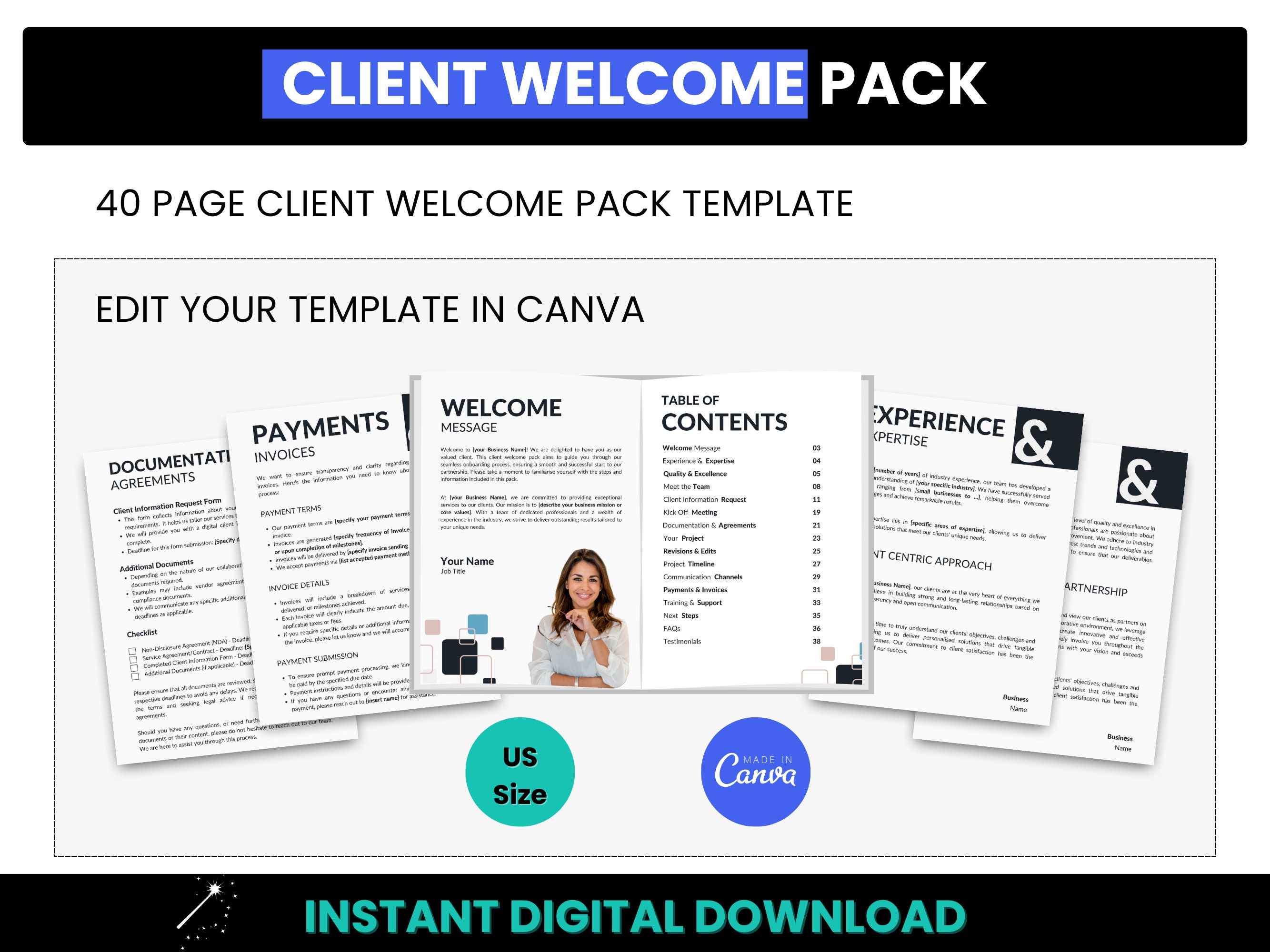 Client Welcome Pack, US New Client Onboarding Info. Pack, Editable ...