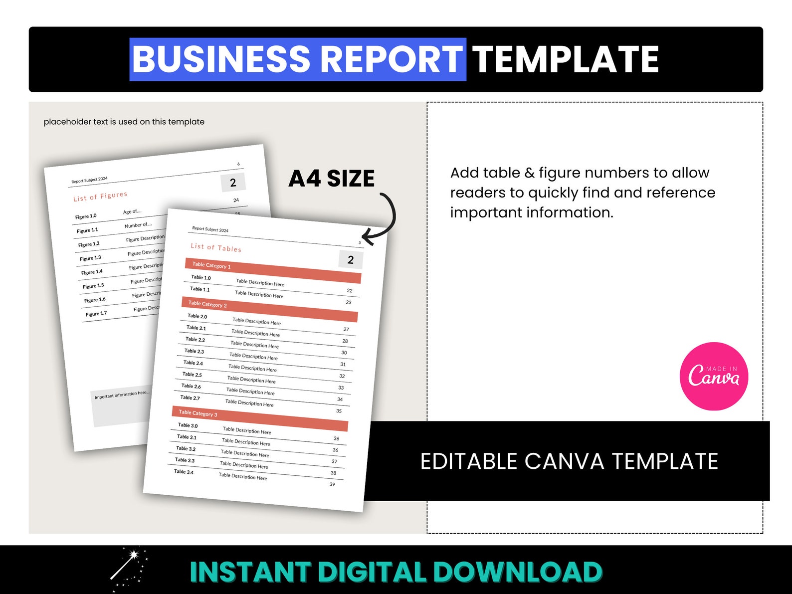 A4 Business Report Template: Editable Canva Design (digital Download ...
