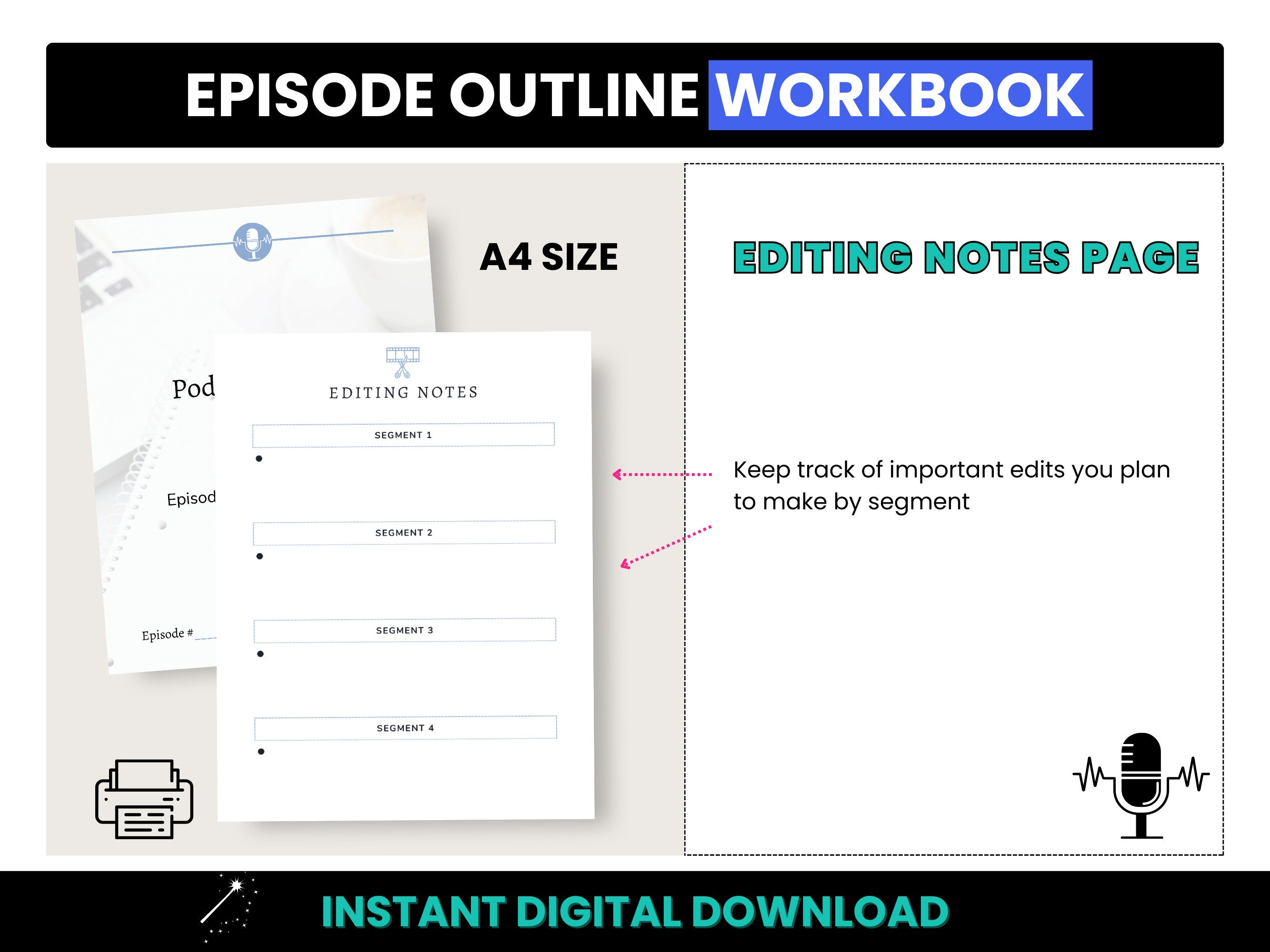 Podcast Episode Outline Workbook, A4 Size Podcast Episode Planning ...