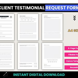 Client Testimonial Form, A4 Size Customer Testimonial Collection Form ...