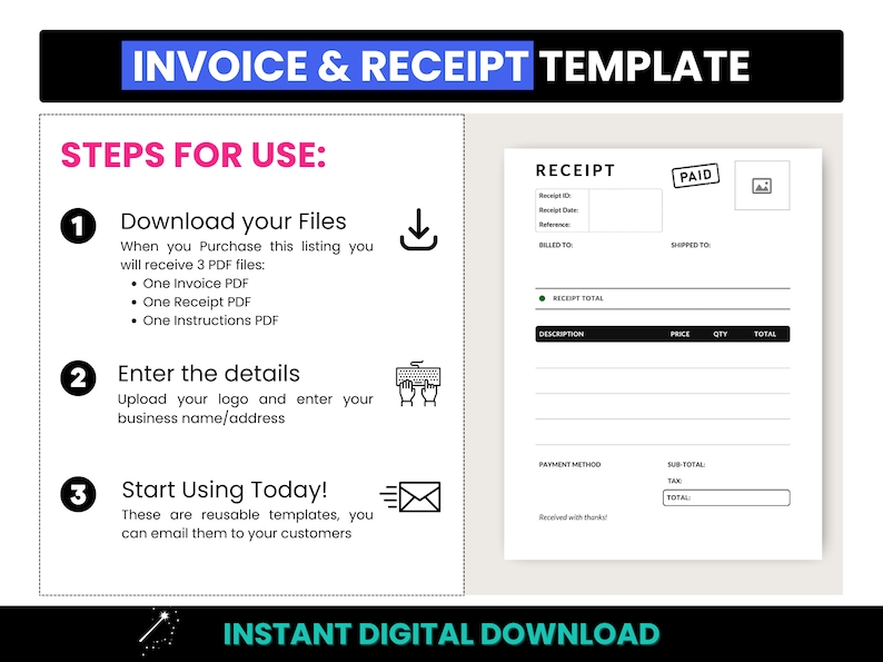 Invoice & Receipt Template, Small Business Invoice Template ...