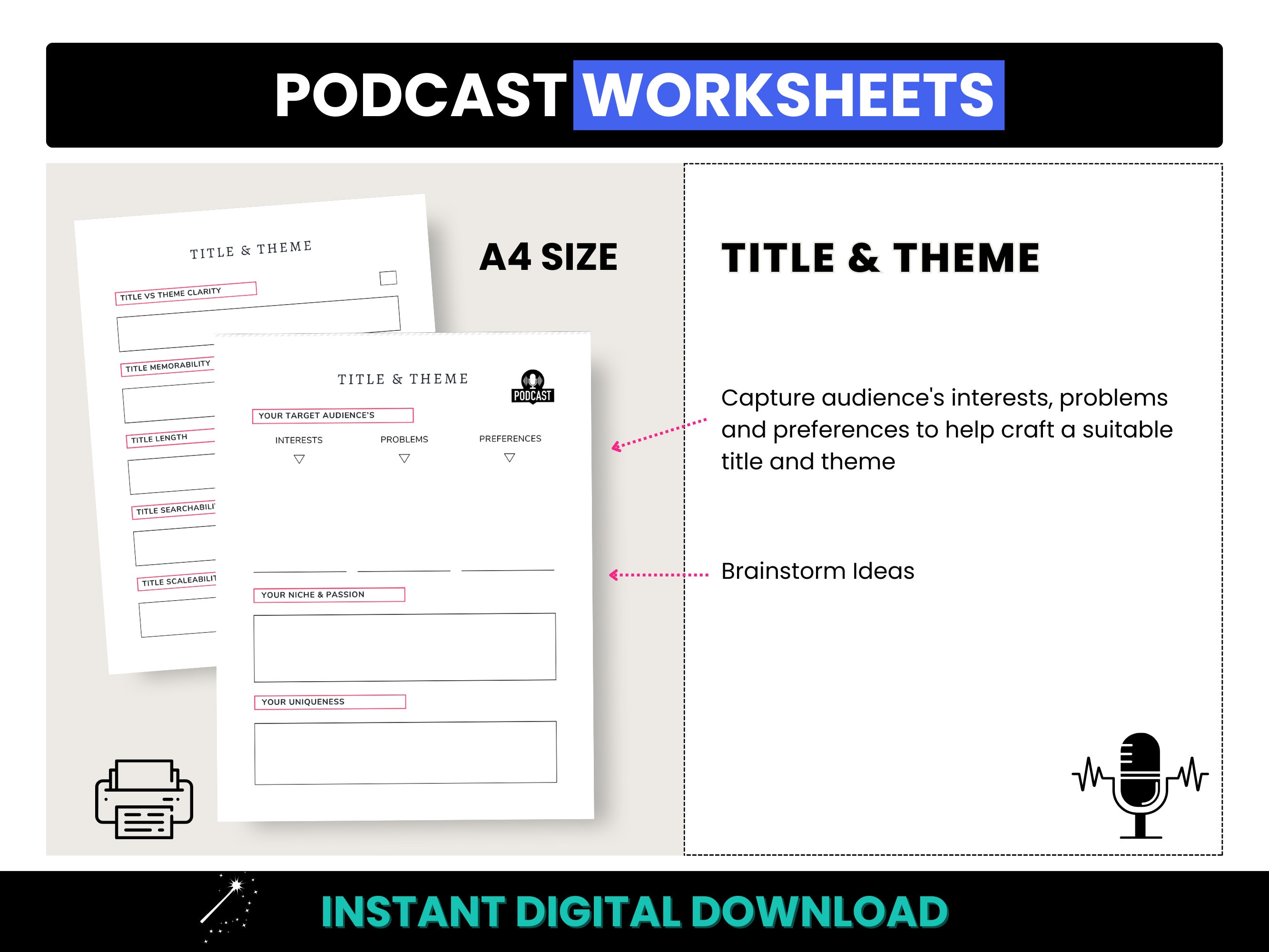 Podcast Planning Worksheets, A4 Size Podcast Planner, Podcast Printable ...