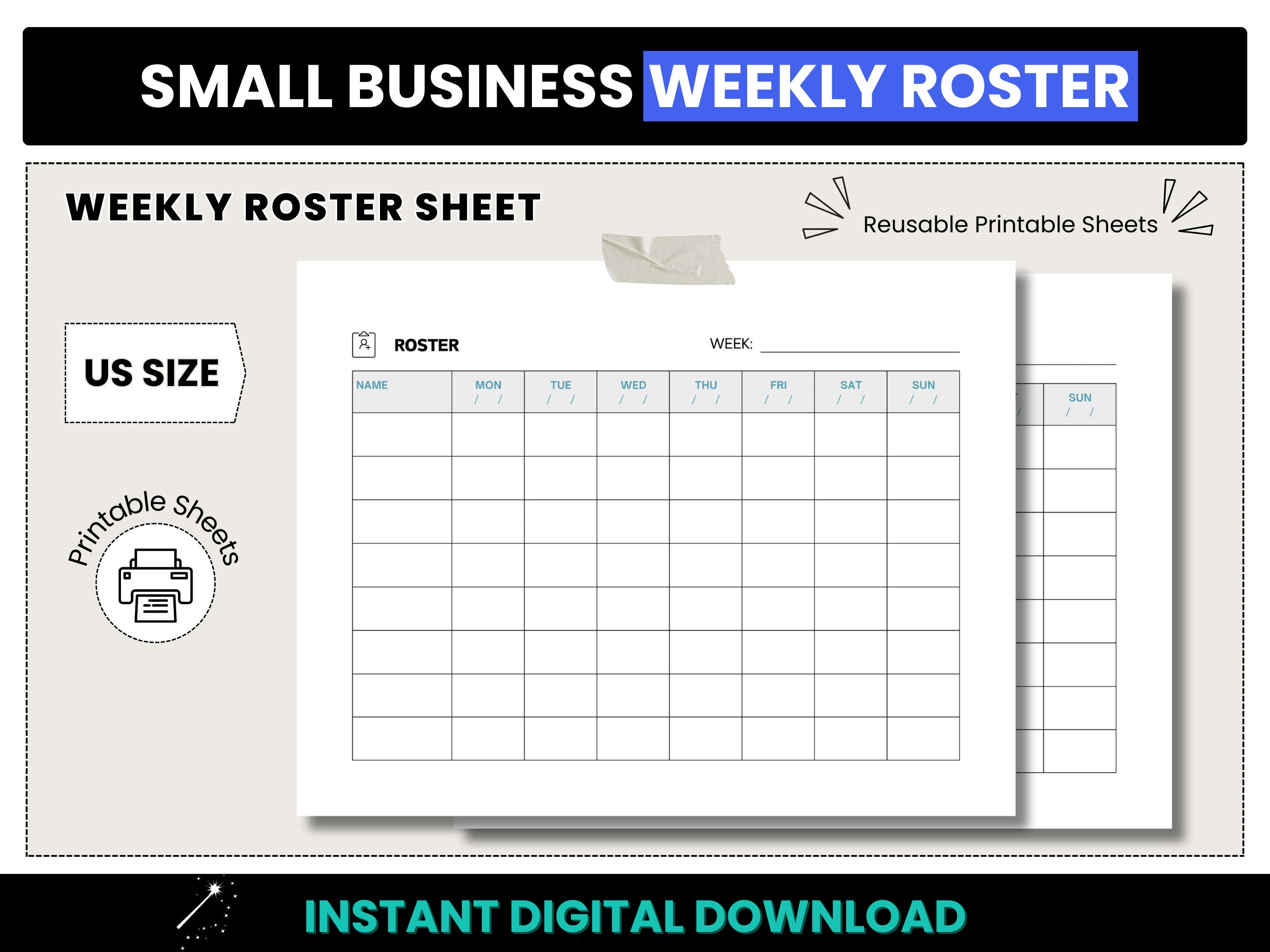 Time Sheet, Weekly Roster, Printable Vacation Chart, Printable Staff ...