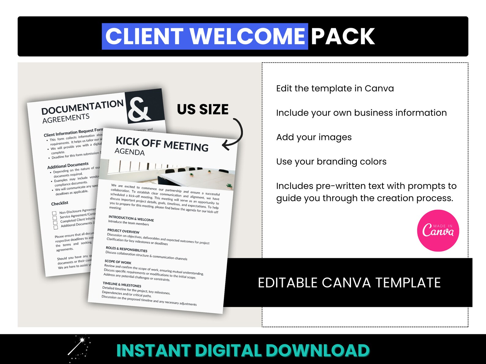 Client Welcome Pack | US Size New Client Onboarding Pack | Editable ...