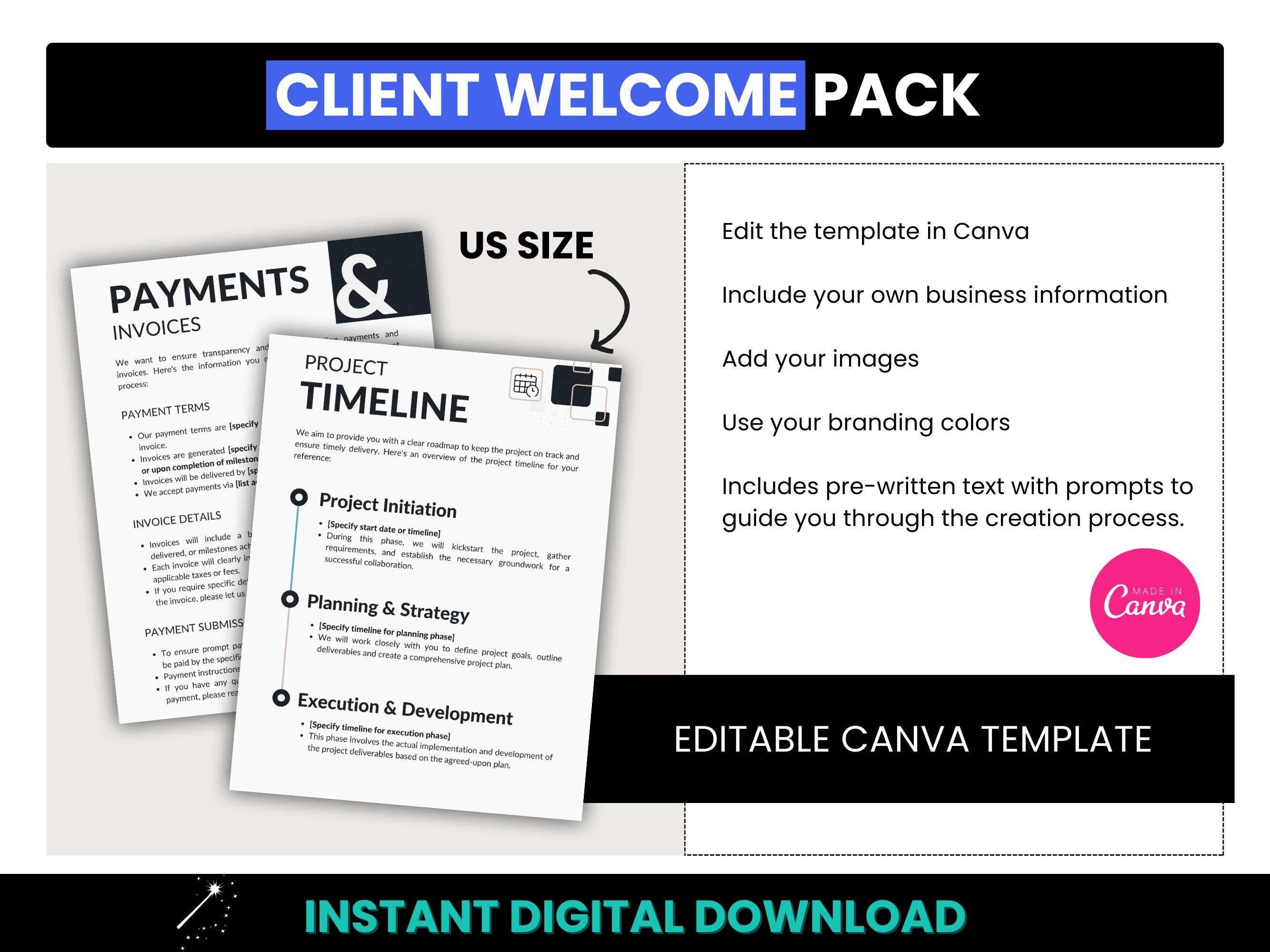 Client Welcome Pack | US Size New Client Onboarding Pack | Editable ...