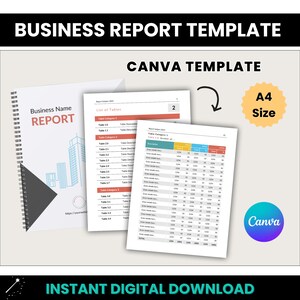 A4 Business Report Template: Editable Canva Design (digital Download ...